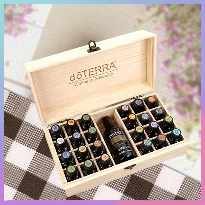 🔥Ready stock🔥 Portable 25 Slots Wooden doterra Essential Oil Box Solid ...