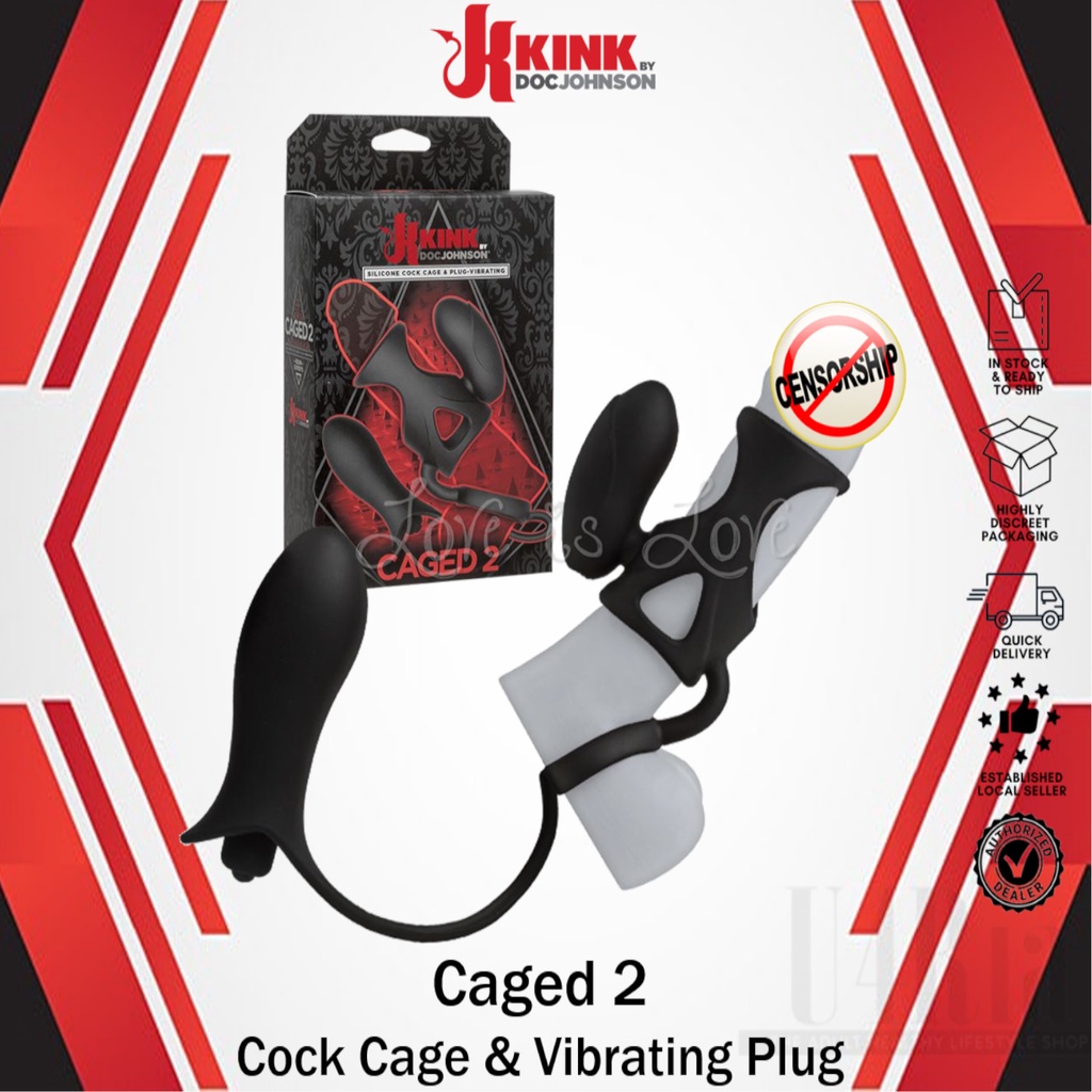 Doc Johnson Kink Caged 2 Silicone Cock Cage & Vibrating Plug [Authorized Dealer] | Shopee Singapore