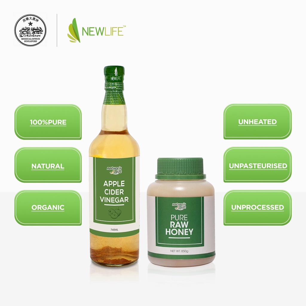 NewLife Apple Cider Vinegar (740ml) + NewLife Pure Raw Honey (850g ...