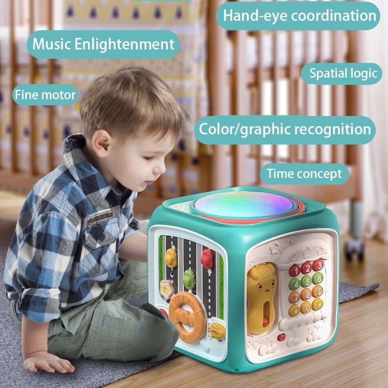 Baby Multi-Function Musical Toy Six-Sided Hand Drum Knocking Piano ...