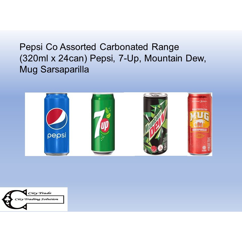 Pepsi Co Assorted Carbonated Range (320ml x 24can) Pepsi, 7-Up ...