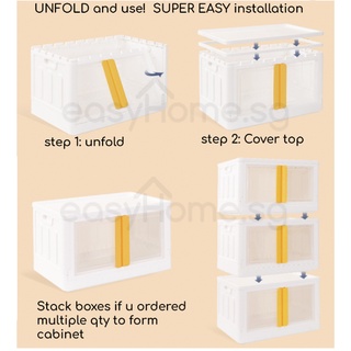 Easyhome.sg 32L 72L Foldable Storage Box Stackable Storage Drawer Cabinet Wardrobe Home ...