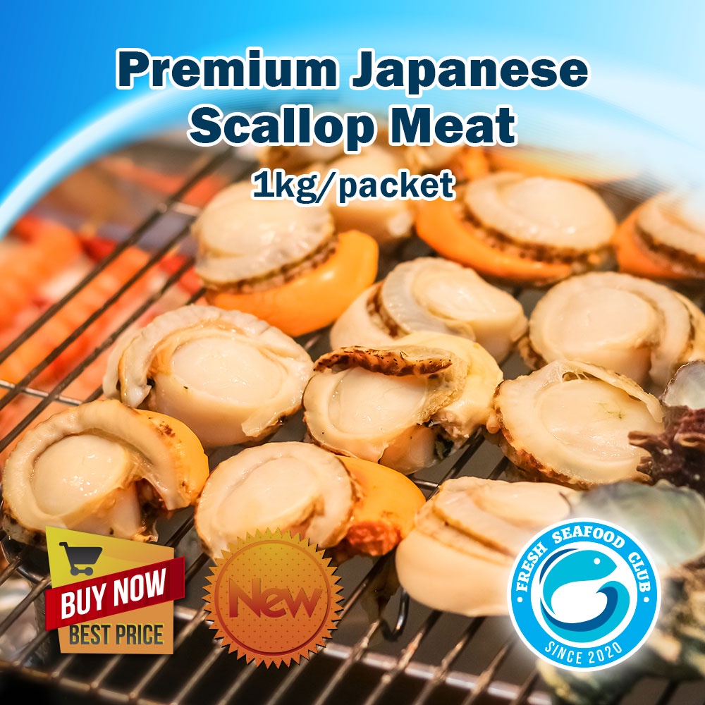 Premium Japanese Scallop Meat, Gross Weight: 1kg/packet (60/80pcs ...