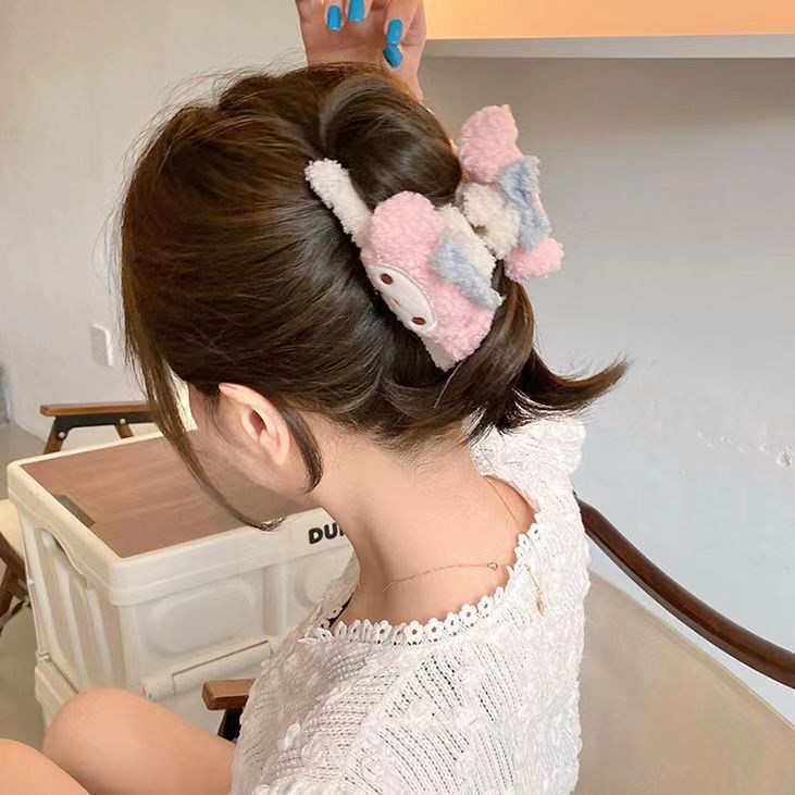 SANRIO STYLE FURRY HAIR CLAW CUTE FLUFFY MY MELODY HELLO KITTY ...
