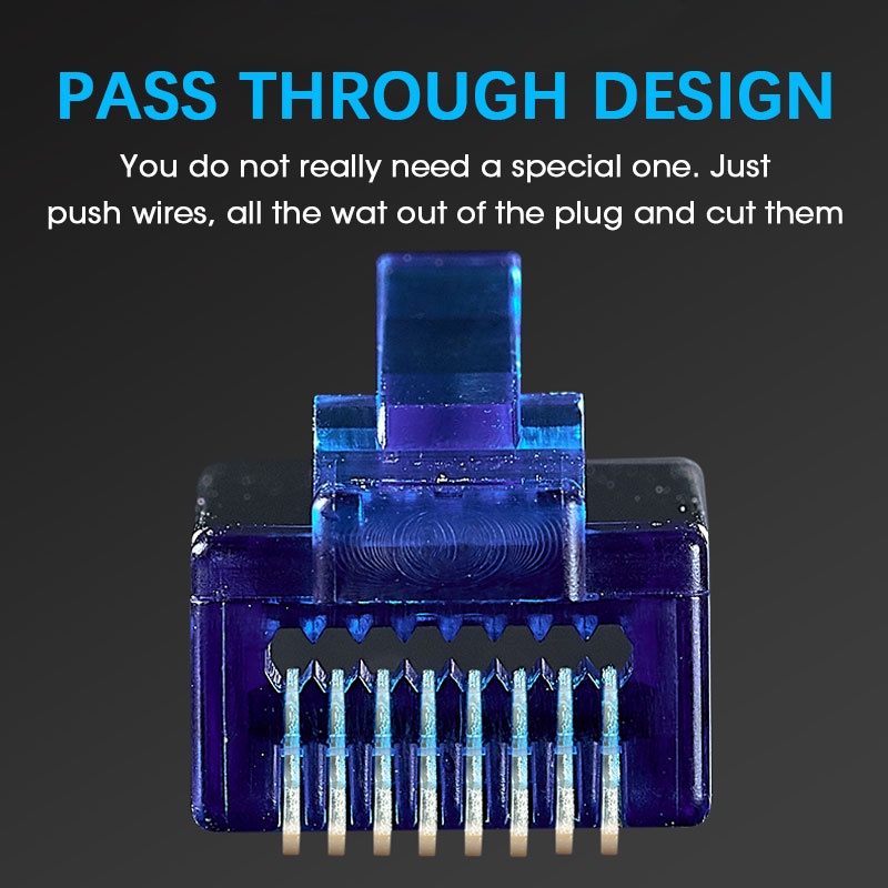ZoeRax RJ45 Cat6 Pass Through Connectors, Assorted Colors, EZ to Crimp ...