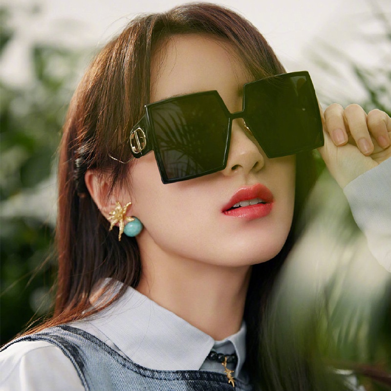 Women Sunglasses Uv400 Female Fashion Big Frame Hollow Wide Temples