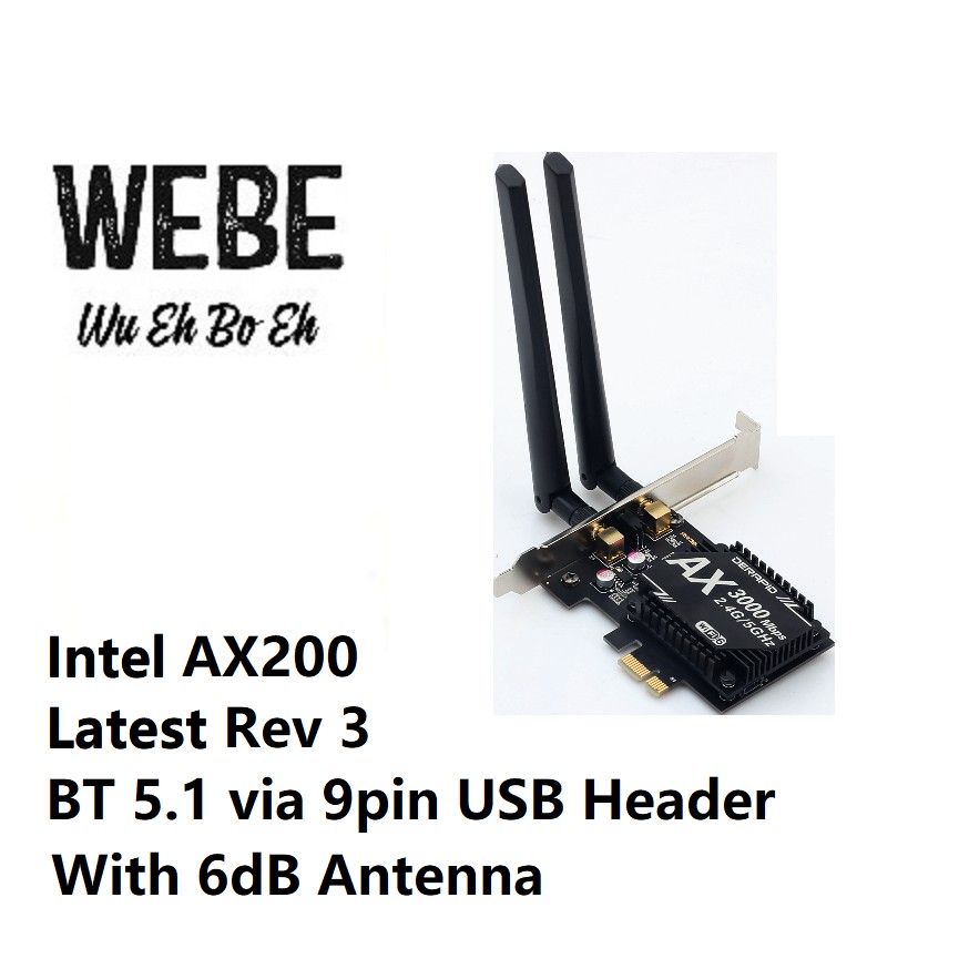 [SG Seller] Intel AX200 Rev 3 Latest Wifi 6 Desktop card 2.4Ghz 5Ghz A ...