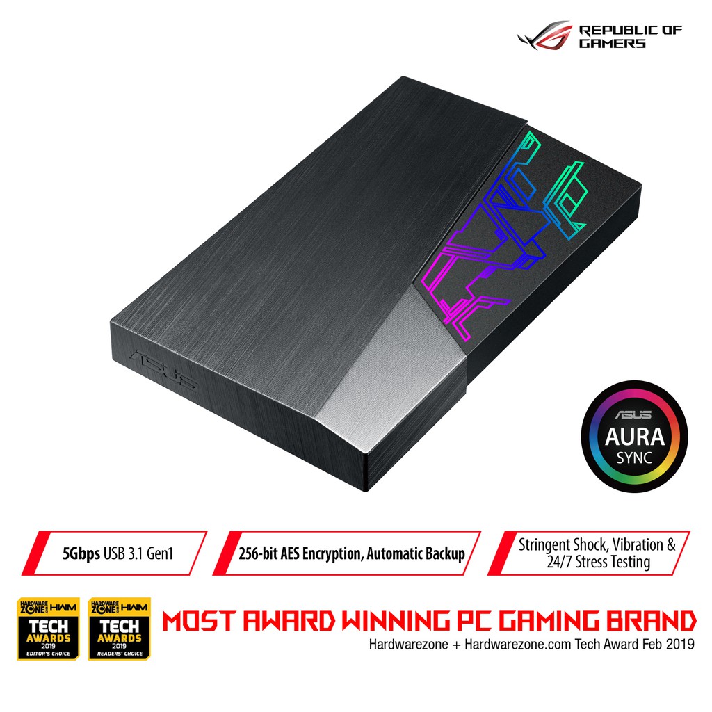 ASUS FX External Hard Drive 1TB 2.5-inch External Hard Drive Aura Sync ...