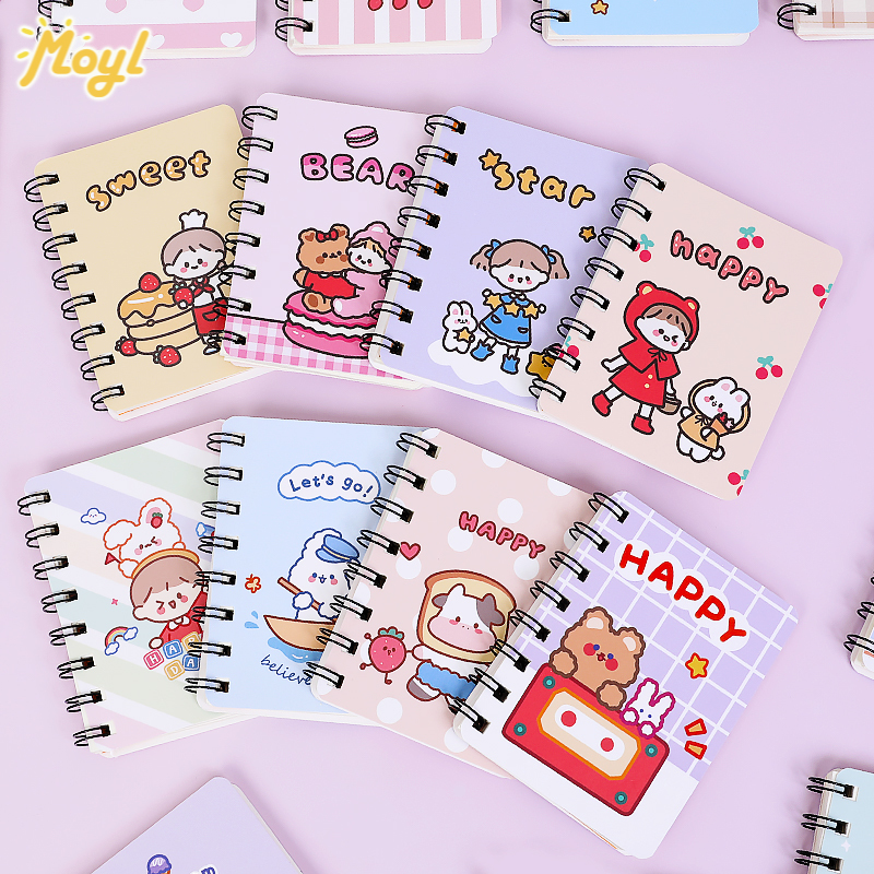 Japanese Cartoon A7 Coil Notebook Cute Word Book Portable Notepad Blank ...