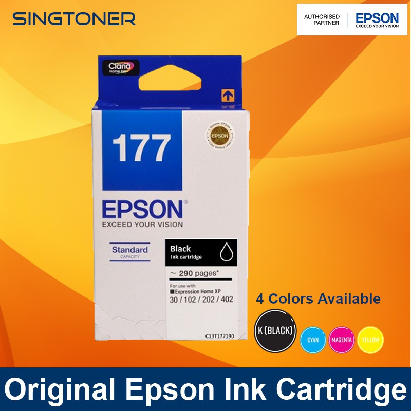 Epson T177 Black Cyan Magenta Yellow Ink Cartridge for XP-30 / XP-102 ...