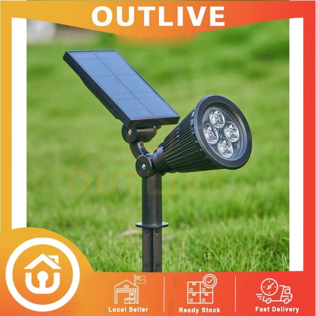 Solar Lamp 4 LED 7 LED Lamp RGB Warm White Adjustable Solar Spotlight ...