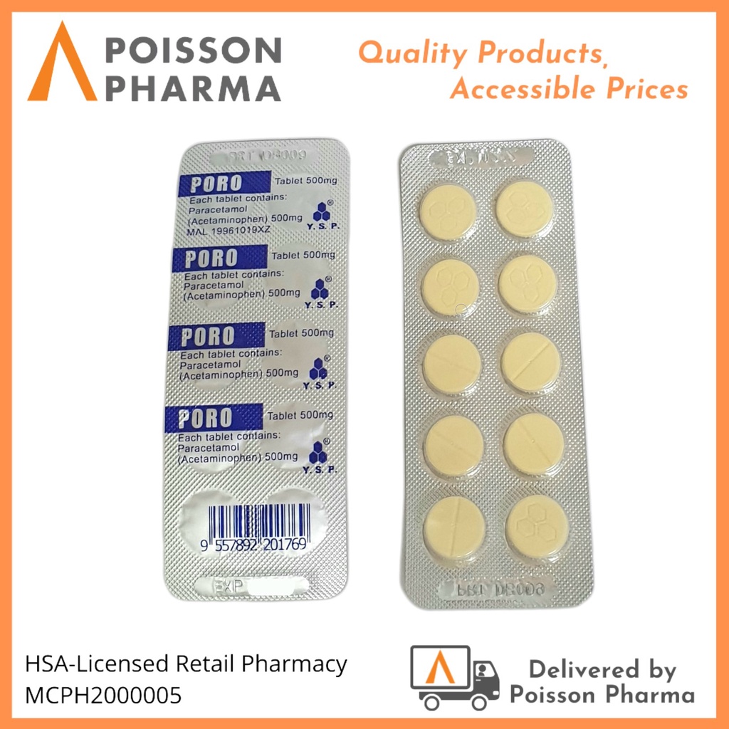 Paracetamol 500mg Tablet 200's (PORO) | Shopee Singapore