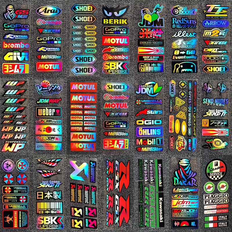 Laser Sticker Set Holographic Effect Waterproof Motorcycle Helmet Decal ...