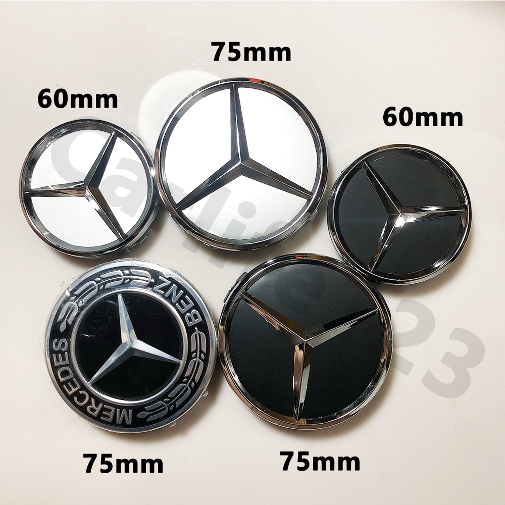 X Original Mercedes Benz Wheel Central Hub Caps Silver Chrome Star ...