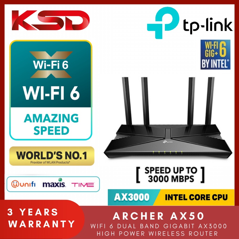 TP-Link Archer AX50 Wifi 6 Router Dual Band Gigabit AX3000 High Power ...
