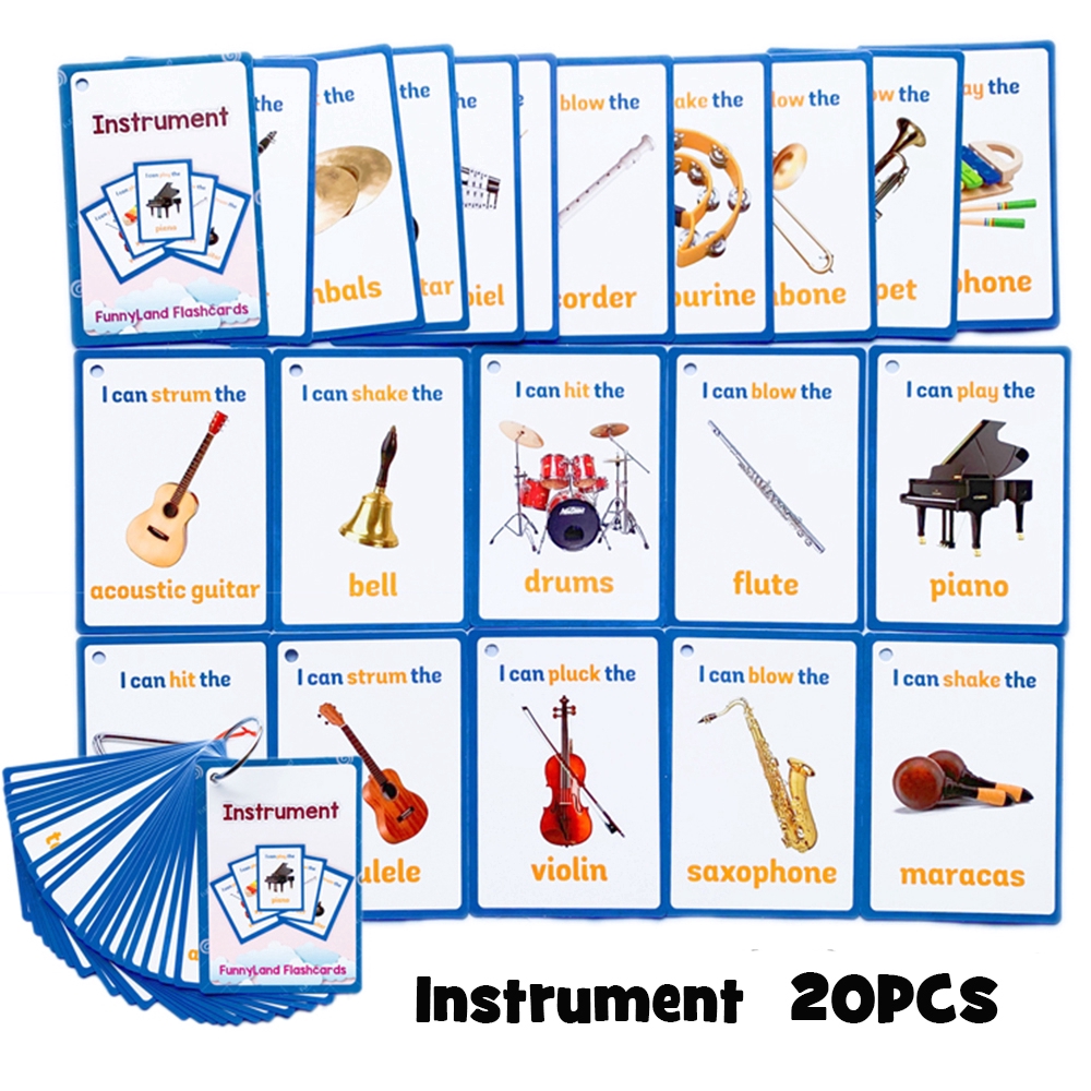 Instrument Cognitive Flash Card Kids Learn English Word Literacy ...