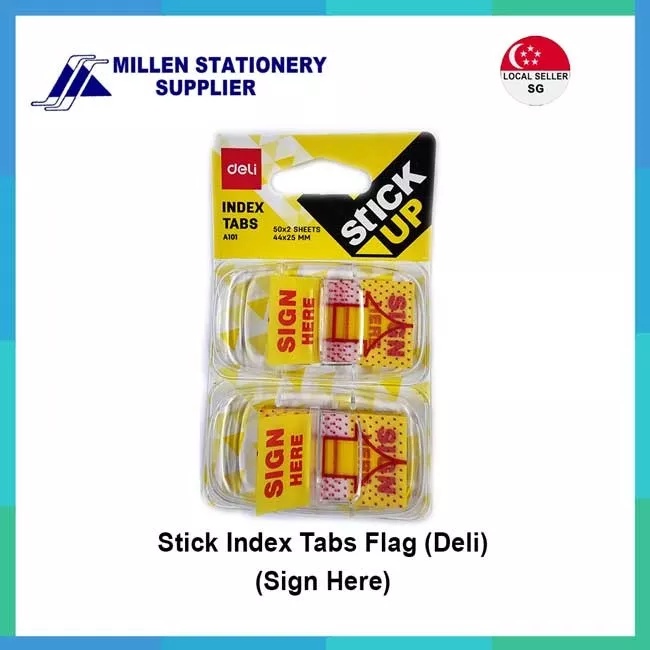 Deli Index Tabs "SIGN HERE" (50 sheets x 2 mini dispenser) | Shopee ...