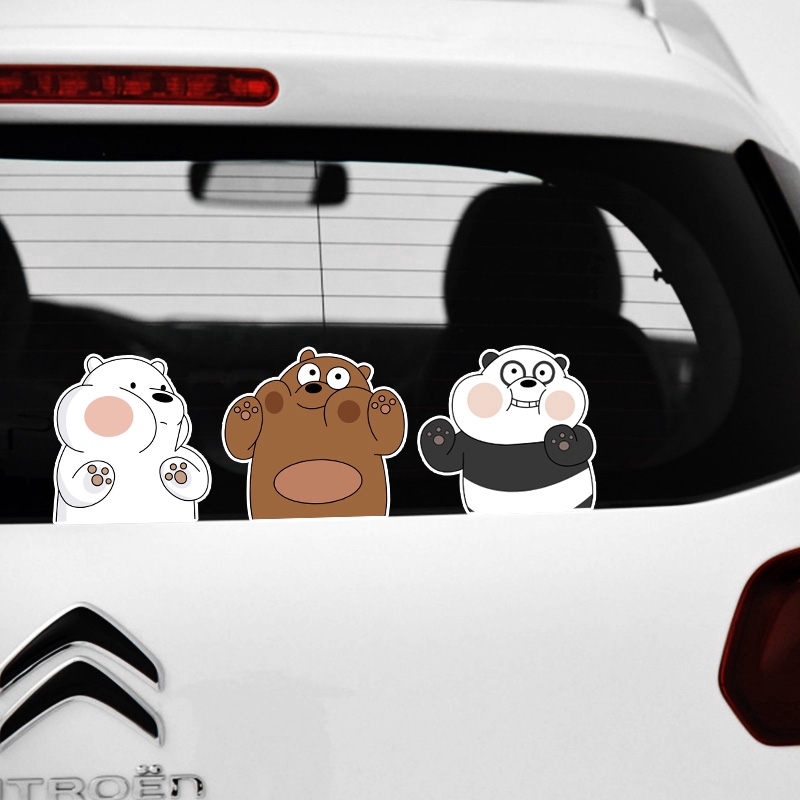 We Bare Bears Reflective Car Sticker Funny Hit on Glass Car Window ...