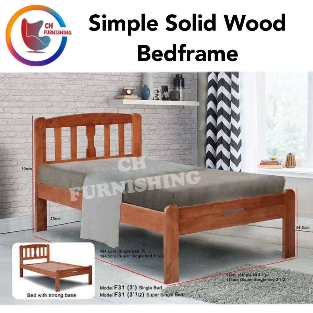 Simple Solid Wooden Bed Frame (Free Delivery And Installation) | Shopee ...