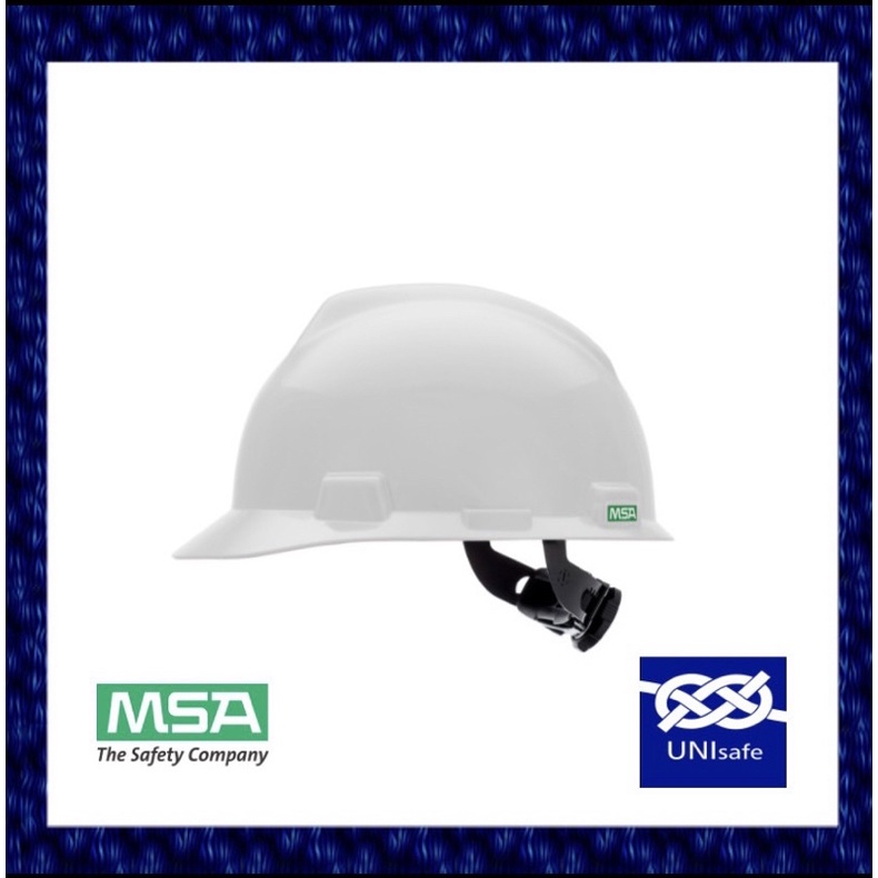 MSA Helmet V-Gard Slotted Cap with Fas-Trac III Ratchet Suspension ...