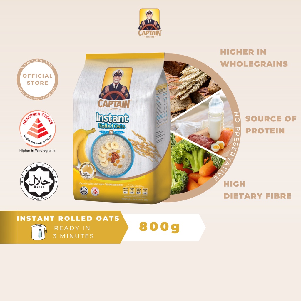 [Captain Oats] Instant Rolled Oats 800g | Shopee Singapore