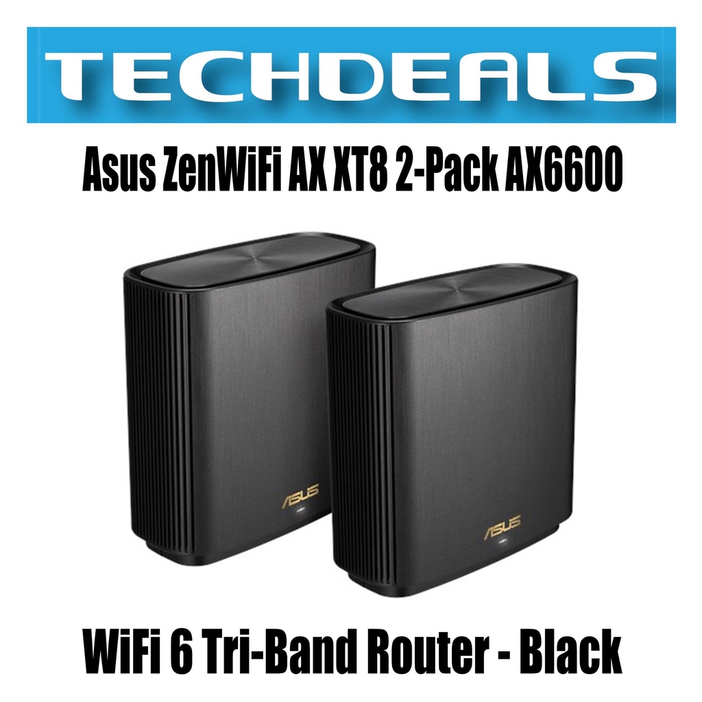 Asus ZenWiFi AX XT8 2-Pack AX6600 WiFi 6 Tri-Band Router - Black ...