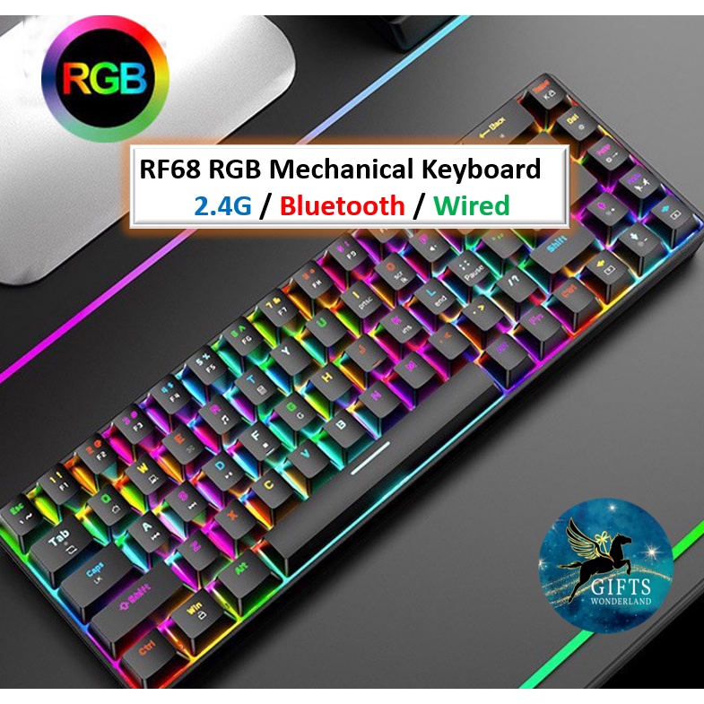 [Ready Stock] RF68 Bluetooth Wireless/Wired/2.4G RGB Mechanical ...