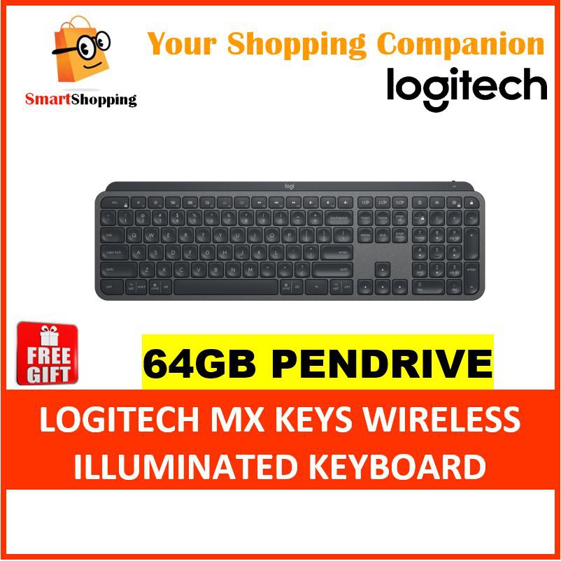 Logitech MX Keys Advanced Multi-Device Bluetooth Wireless Illuminated Keyboard With Logitech ...