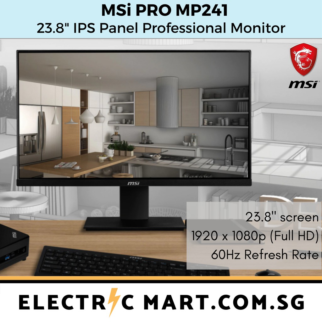MSi PRO MP241 23.8" IPS Panel Full HD 1080p Professional Monitor (3 ...