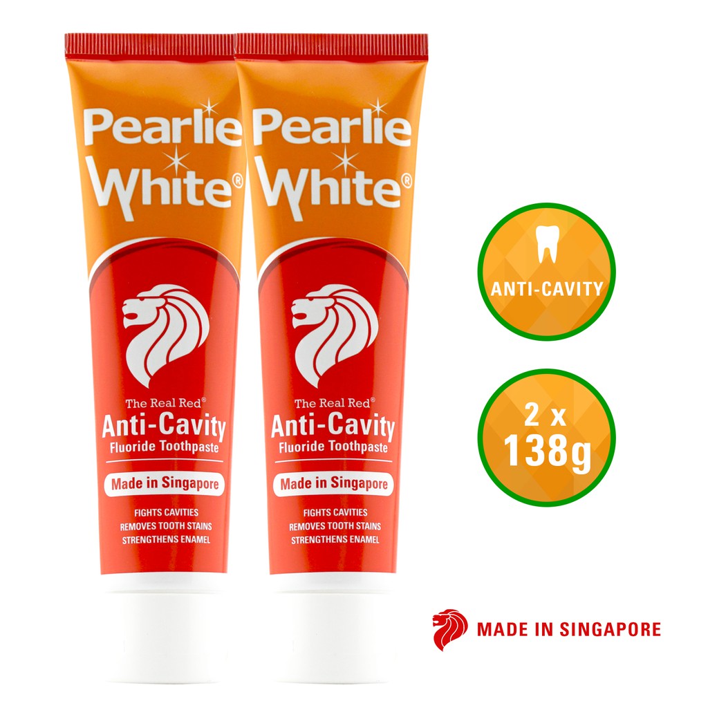 Pearlie White The Real Red Anti-Cavity Toothpaste 138gm (Bundle of 2 ...