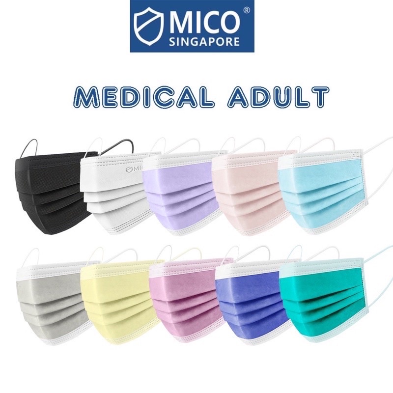 [SG BRAND] MICO Adult 3ply Disposable Face Mask 50pcs/box (17.5 cm x 9 ...
