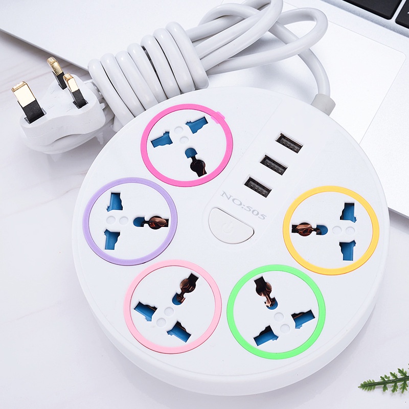 Power Socket 5 AC Universal + 3 USB Ports, Power Strip Power Extender ...