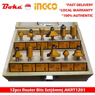 INGCO AKRT1201 12pcs Router bits set(6mm) | Shopee Singapore