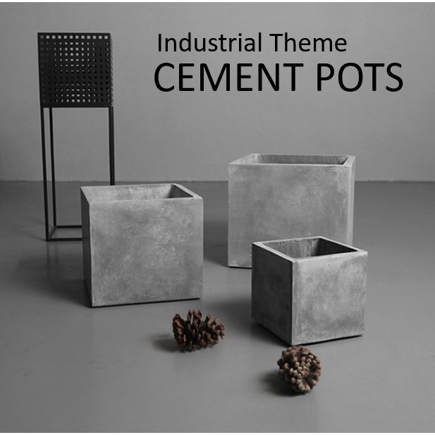 [SG SELLER] Square Cement Pot Concrete Pot Fibre Glass Planter Box ...