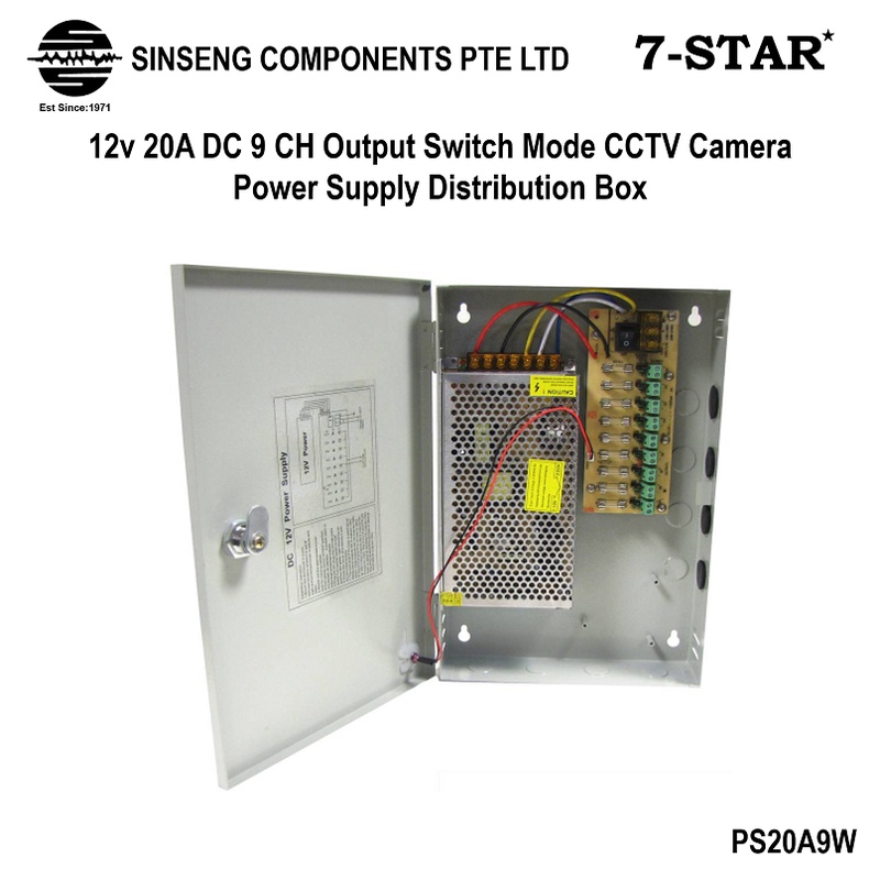 CCTV 9 Way Power Supply Box with Fused - PSU 20A/9WAY/DC12V 9CH FOR ...