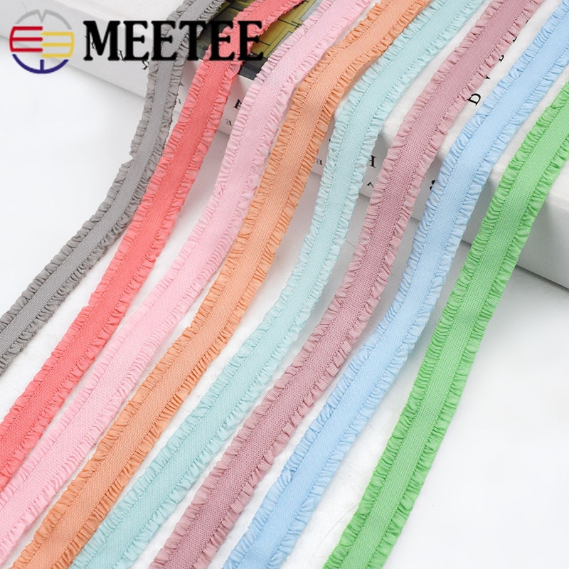 5yards 1.3cm Elastic Bands Double Ruffle Stretch Rubber Lace Ribbon ...