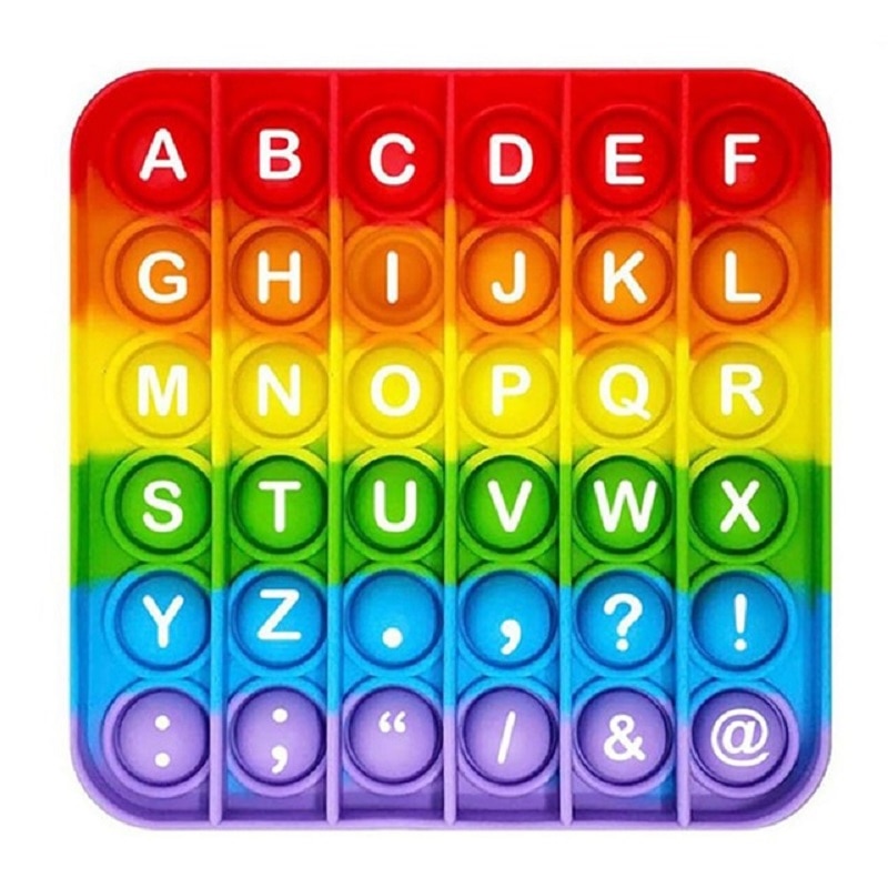 Rainbow English Alphabet Numbers Fidget Pop It Toys for Kid Push Bubble ...