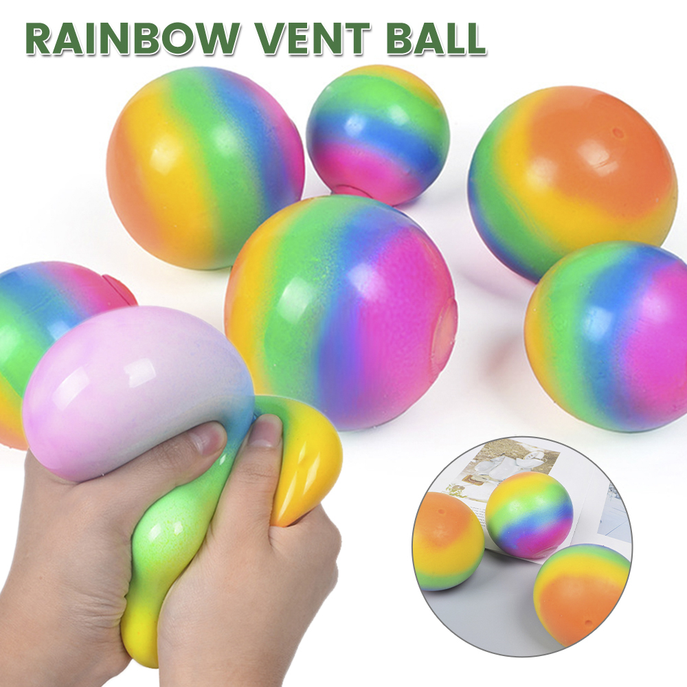 Rainbow Stress Balls Fidget Toys Rebound Pinch Squeeze Squish Balls ...