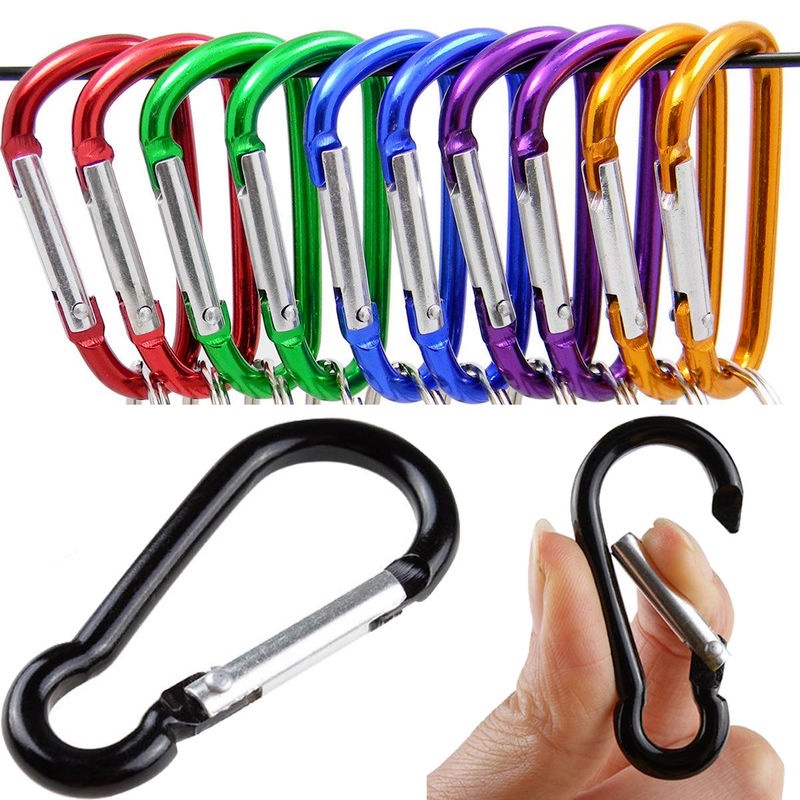 1PC Mini Carabiner Keychain Alluminum Alloy D-ring Buckle Spring ...