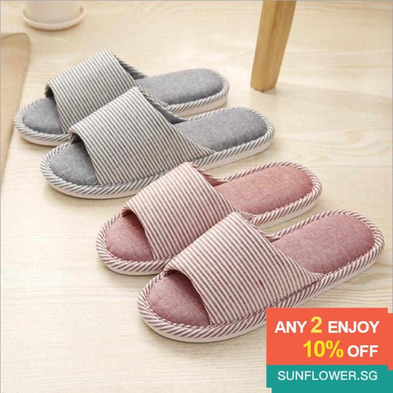 Spring Autumn Linen Slippers Couple Men Women Japanese Style Home ...