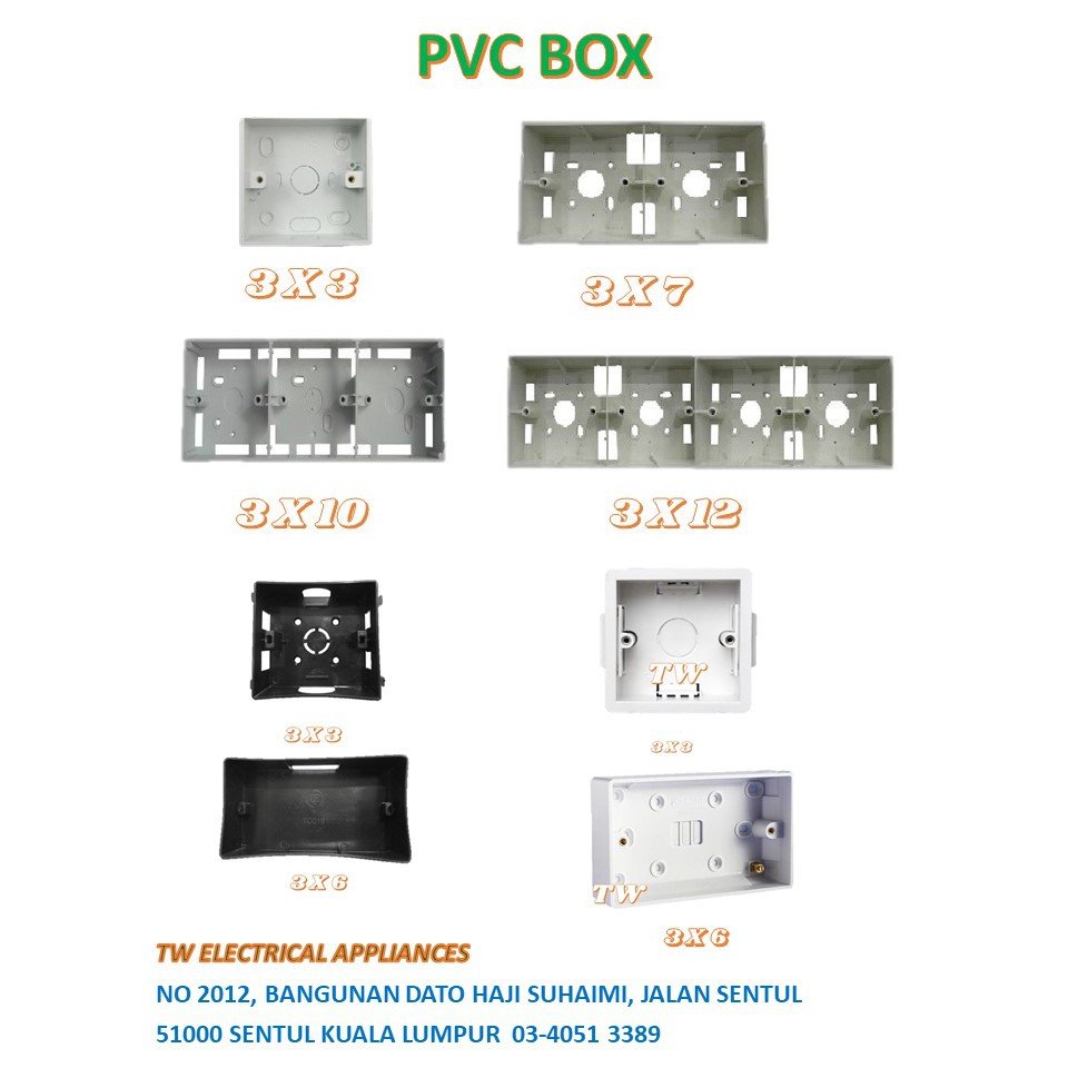 PVC BOX 3X3, 3X7, 3X10, 3X12, 3X6, 3X3, 3X6, 3X3 (CONCEAL) | Shopee ...