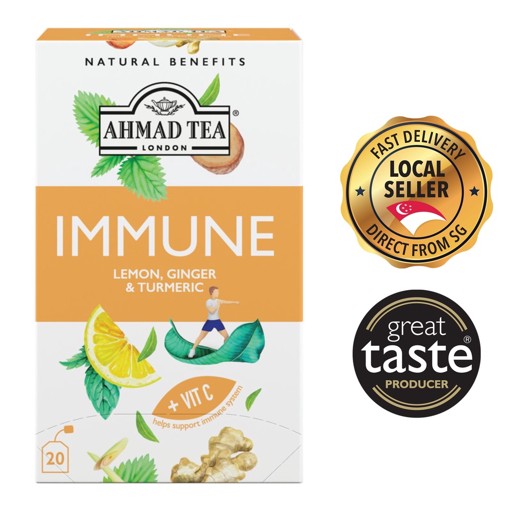 Ahmad Tea Natural Benefits: Lemon, Ginger & Turmeric "Immune" Infusion ...