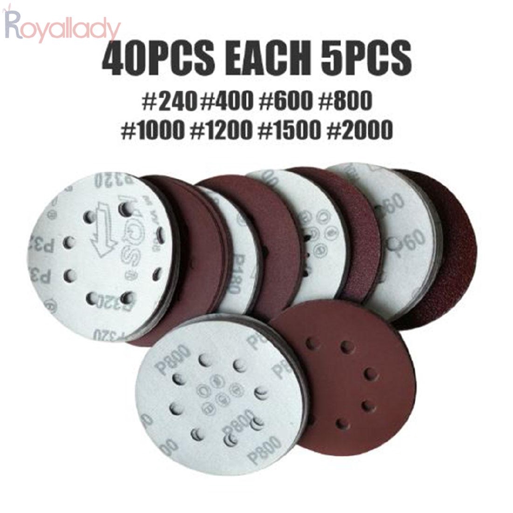 Sanding Disc Aluminum oxide 40pcs 5 Inch 125mm Round Polishing ...