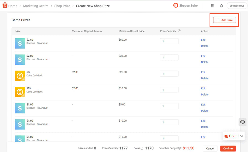 Creating a Shop Prize | Shopee PH Seller Education Hub