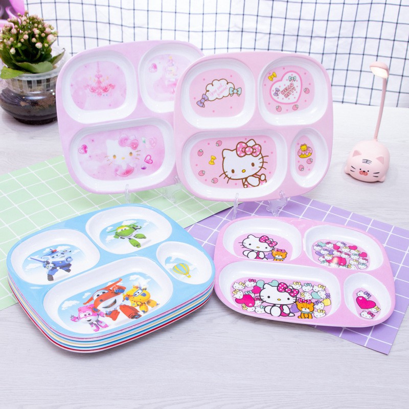Ready Stock Frozen Peppa Pig Divider Plate Tableware Kids Cartoon Dish ...