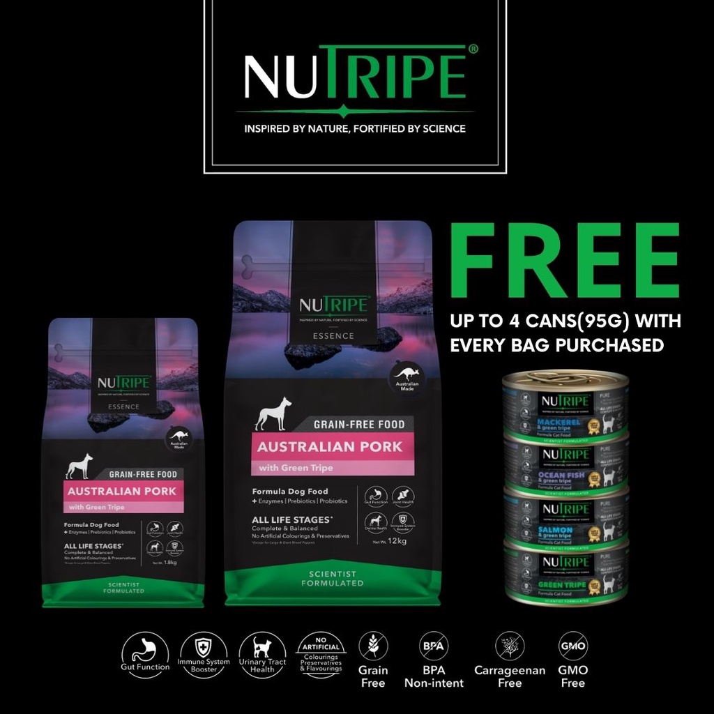Nutripe - Essence, Australian Pork with Green Tripe Formula Dog Dry ...