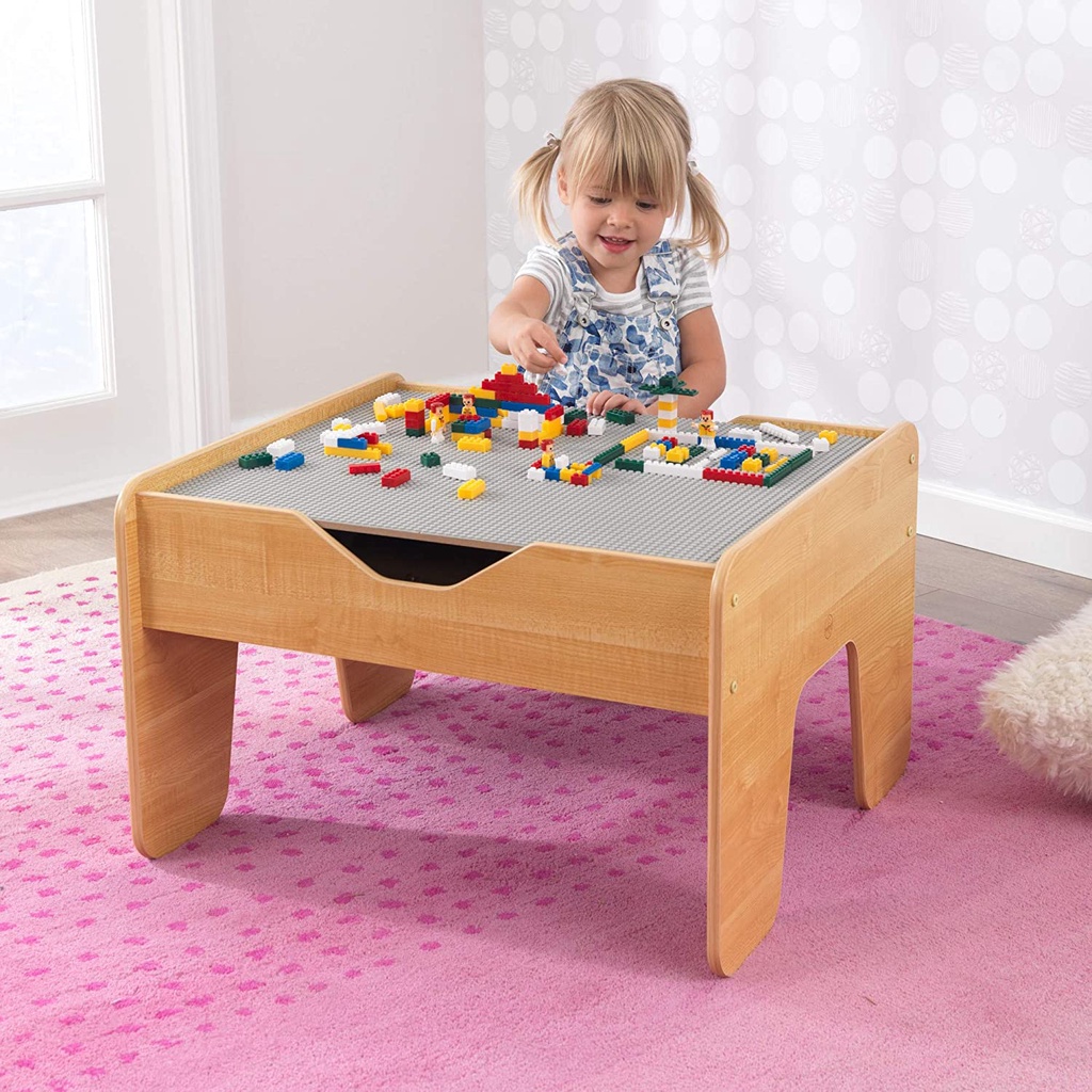 KidKraft Reversible Wooden Activity Table with Building Bricks | Shopee ...