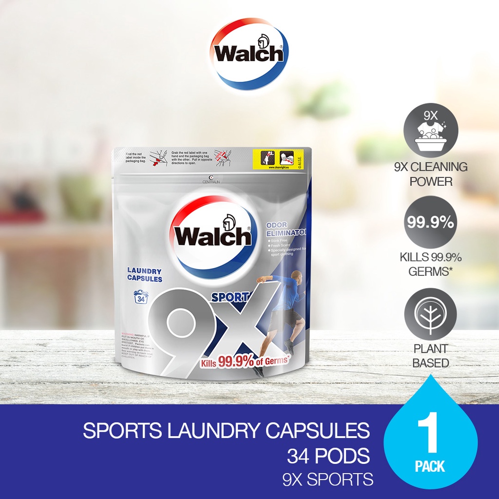 Walch® 9X Sports Laundry Capsules Refill Pack 34 Pods | Shopee Singapore
