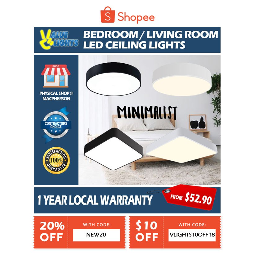 24W / 36W / 48W Round Square Ceiling Light | Shopee Singapore
