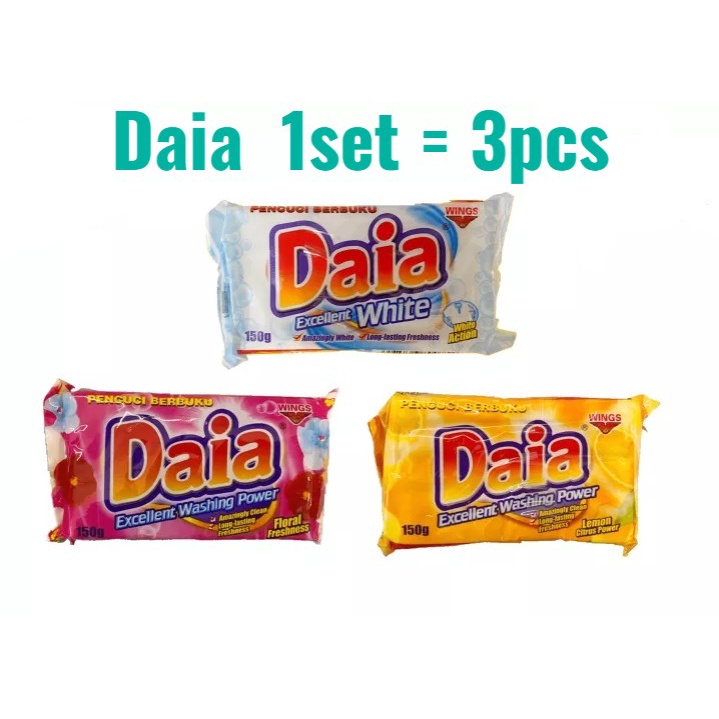 Daia Bar Soap Detergent With ( White / Lemon / Floral Freshness ) 150g ...